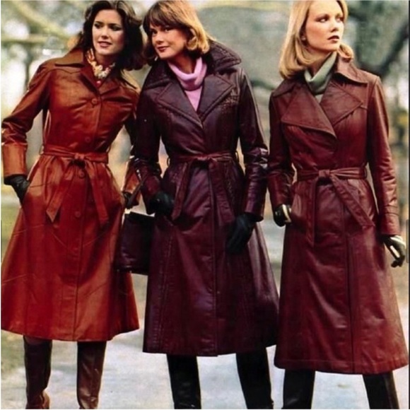 Vintage | Jackets & Coats | Vintage Retro Red Ox Blood Leather Trench ...